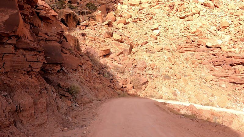 White Knuckle Drive Down Shafer Switchbacks in Mob, Utah Stock Video ...