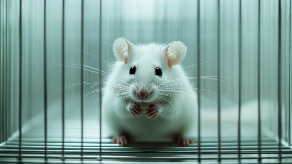 White Lab Mouse in Metal Cage Stock Illustration - Illustration of ...