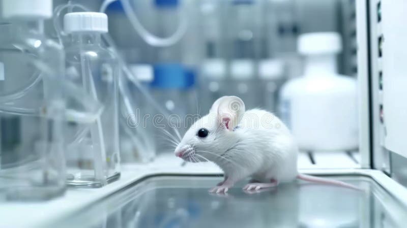 White Lab Mouse in a Modern Scientific Research Laboratory Stock Photo ...