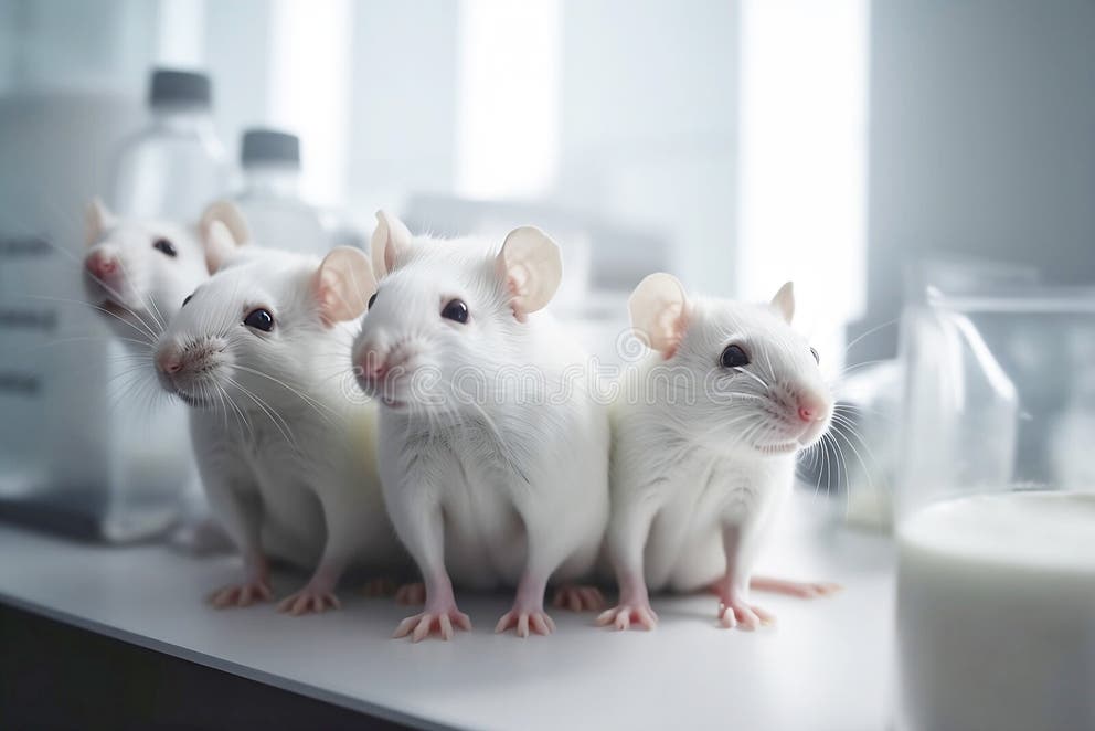 White Lab Rats Laboratory. Generative AI Stock Illustration ...
