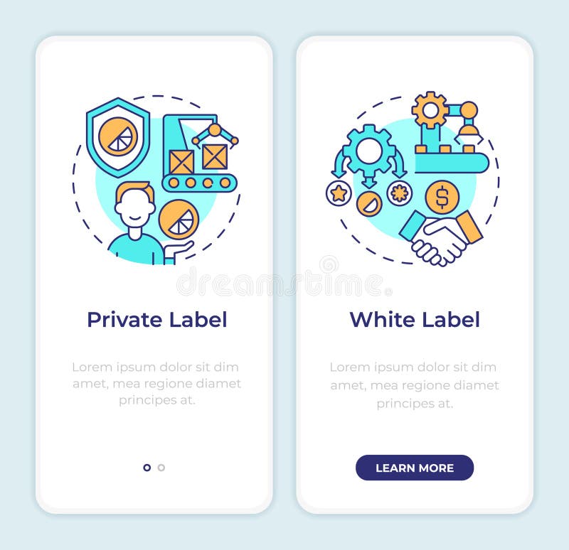 White Label Vs Private Label Onboarding Mobile App Screen Stock ...
