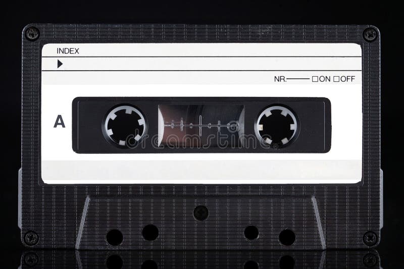 White Labeled Retro Vintage Compact Cassette a - Side on Black Stock ...
