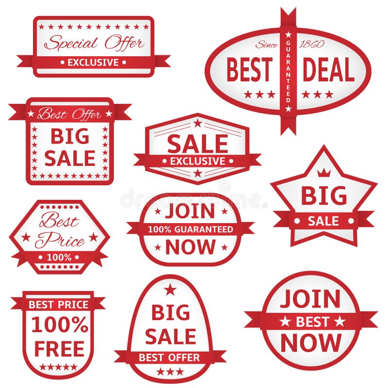 White Labels with Red Frame Stock Vector - Illustration of award, label ...