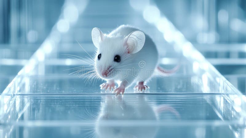 White Laboratory Mouse in Clear Cage Stock Illustration - Illustration ...