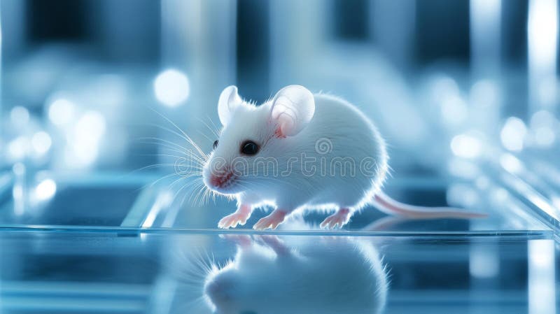 White Laboratory Mouse on Glass Surface Stock Illustration ...