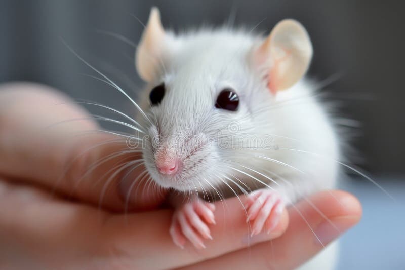 White Laboratory Mouse on the Hand of a Person Stock Illustration ...