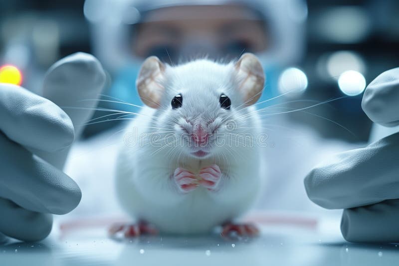 White Laboratory Mouse in the Hands of a Scientist Stock Illustration ...