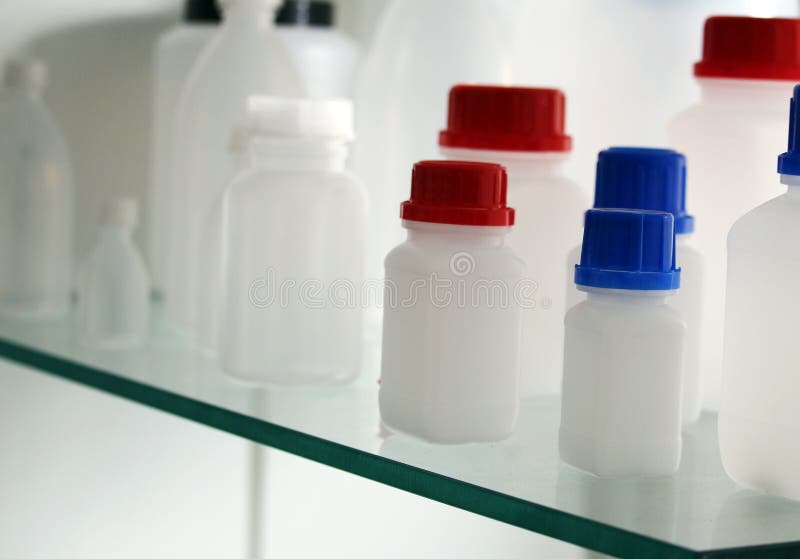 White Laboratory Plastic Bottles for a Medicine Stock Image - Image of ...