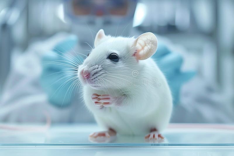 White Laboratory Rat in the Laboratory. Concept of Scientific Research ...