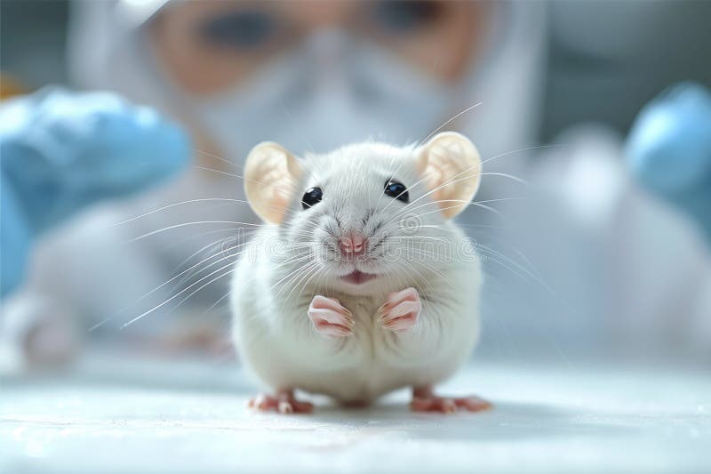 White Laboratory Rat in the Hands of a Veterinarian. Close-up Stock ...