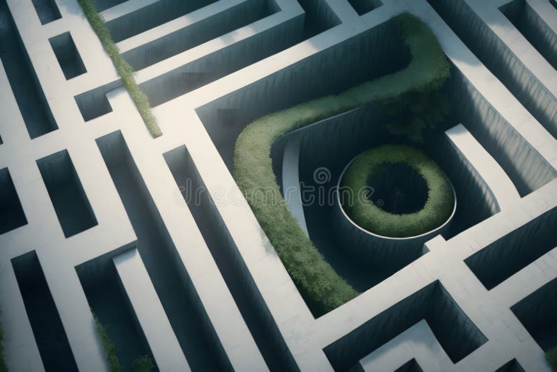 White Labyrinth Complex Problem Solving Concept. Neural Network AI ...