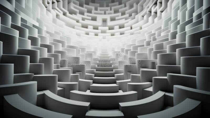White Labyrinth: Infinite Paths Optical Illusion, Generative Ai Stock ...