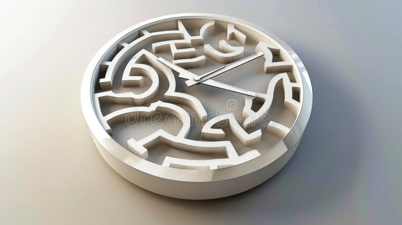 White Labyrinth Wall Clock with Abstract Design Stock Image - Image of ...