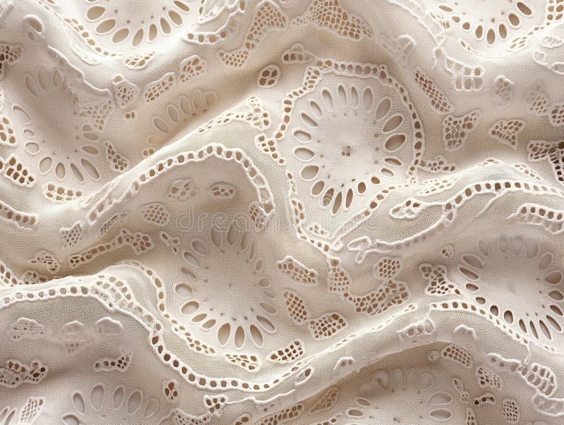 A White Lace Fabric with a Pattern of Circles Stock Photo - Image of ...