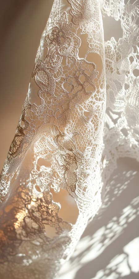 A White Lace Fabric with a Pattern of Flowers Stock Illustration ...