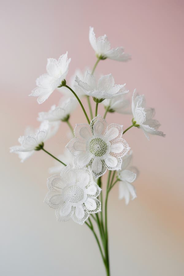 White Lace Flowers Arranged on a Pink Background. Stock Illustration ...
