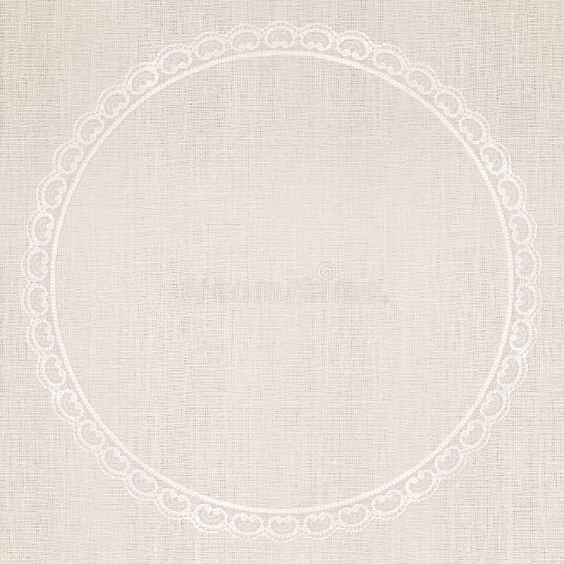 White Lace Frame on Off-White Linen Texture Stock Illustration ...