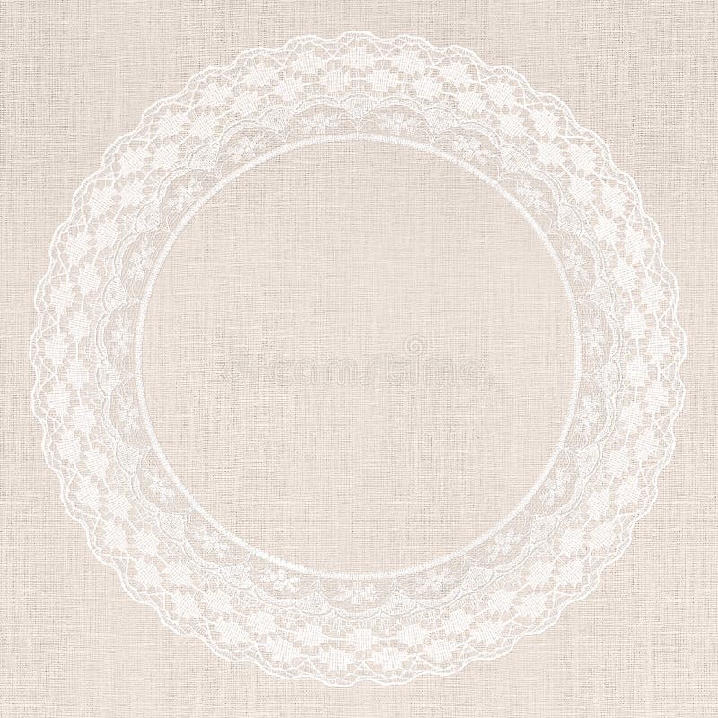 White Lace Frame on Off-White Linen Texture Stock Illustration ...