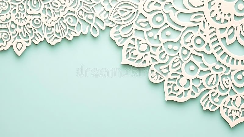 White Lace Mandala Border on Mint Background Stock Photo - Image of ...