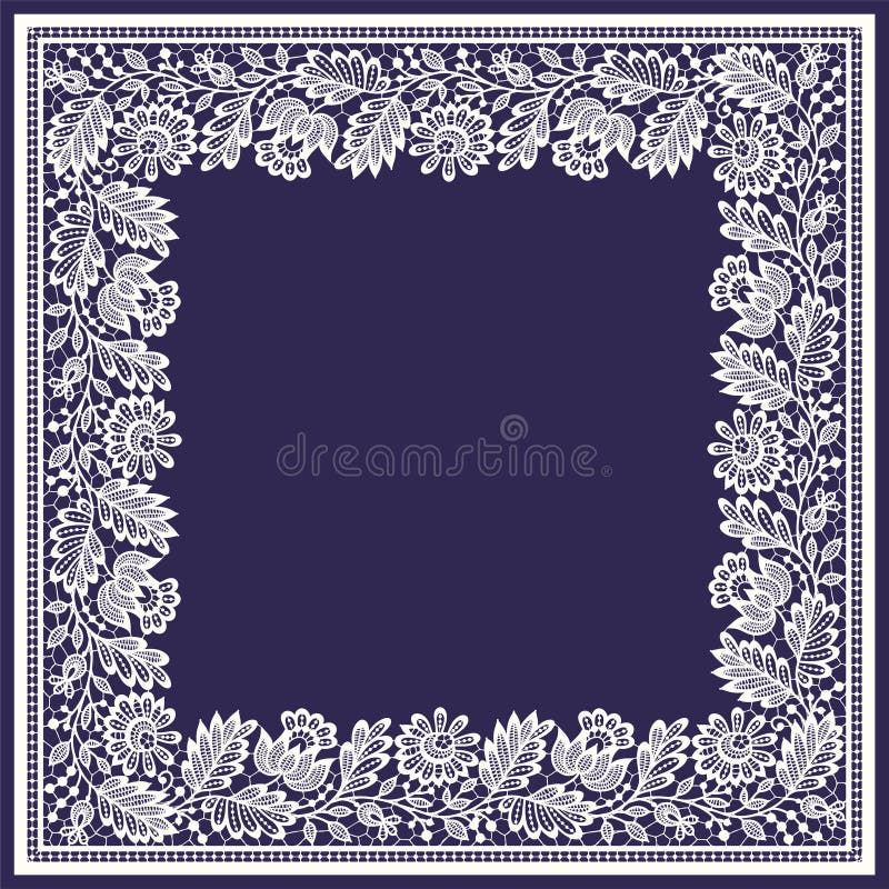 White Square Lace Frame. Vector Background. Stock Vector - Illustration ...