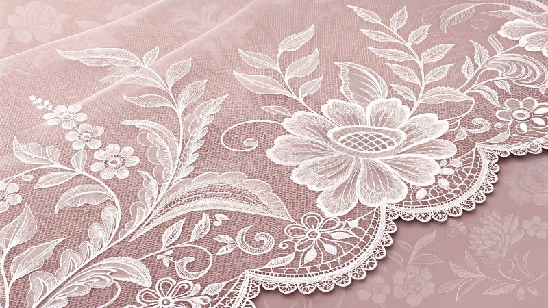 White Lace Texture Overlay on a Blush Pink Background with Intricate ...