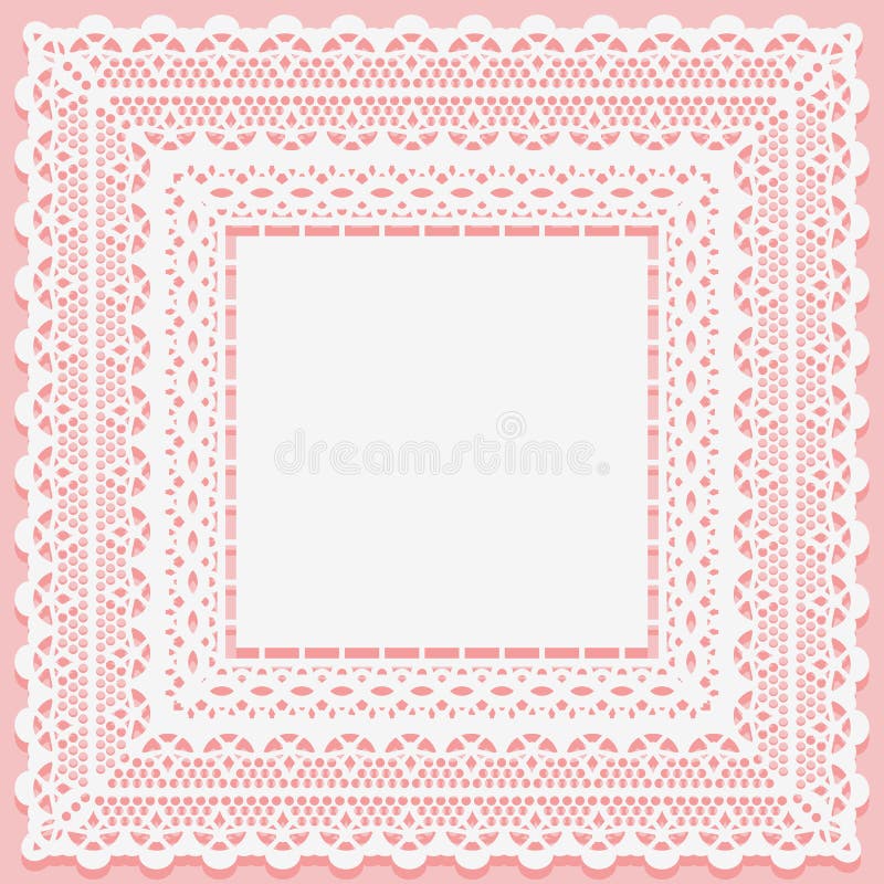 White Lacy Square Doily Isolated on a Pink Background. Openwork Lace ...