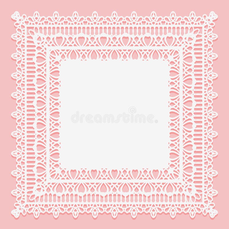 Set of Square Lace Frames. White on Pink Background Stock Vector ...