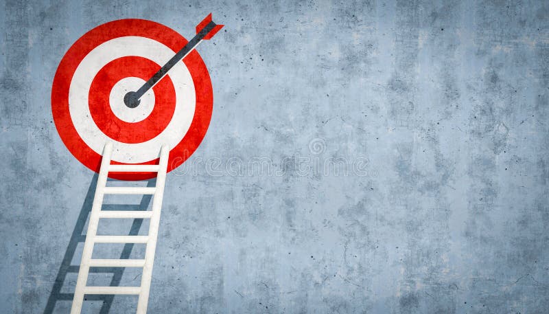 White Ladder and Aiming High To Goal Target with Copy Space. White ...