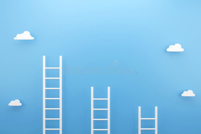 White Ladder with Blue Background, Copy Space for Text Advertising ...