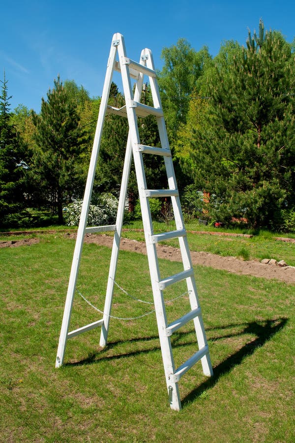 White ladder on red boat stock image. Image of transportation - 495989