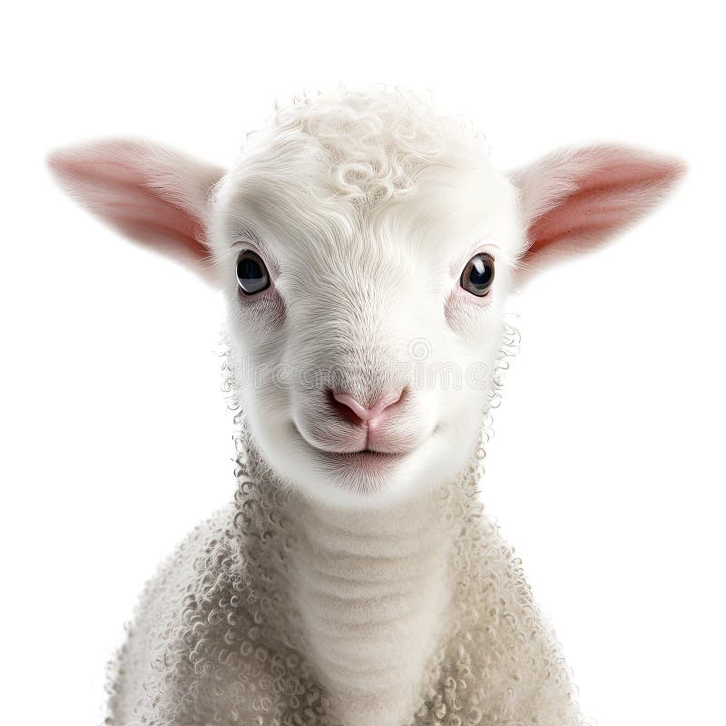 White Lamb Portrait Isolated on White Stock Illustration - Illustration ...