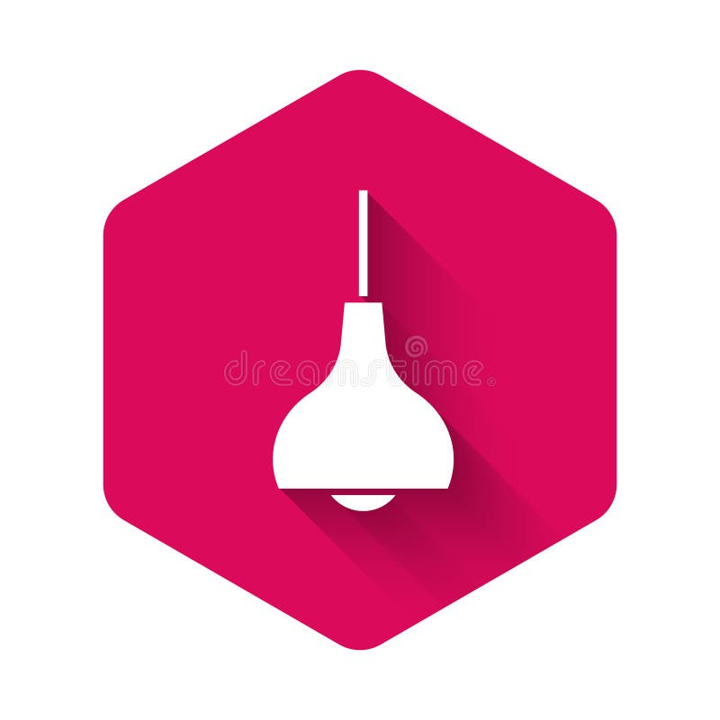 White Lamp Hanging Icon Isolated with Long Shadow Background. Ceiling ...