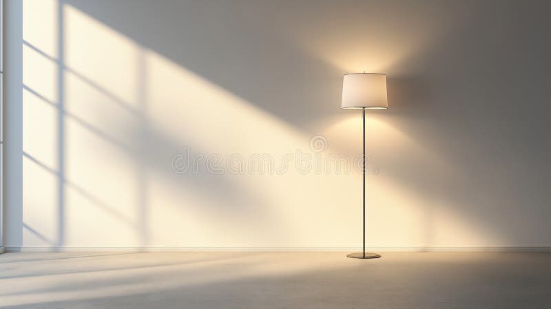 White Lamp Standing in a Plain Studio, Brightly Illuminated Stock Image ...