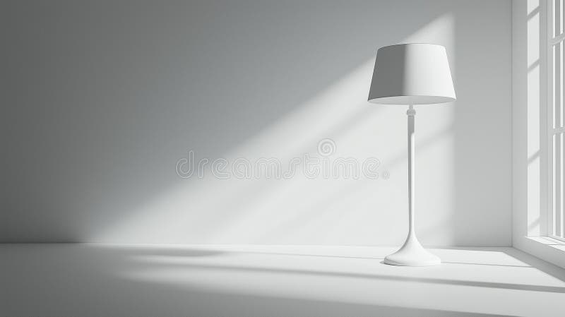 White Lamp Standing in a Plain Studio, Brightly Illuminated Stock Photo ...