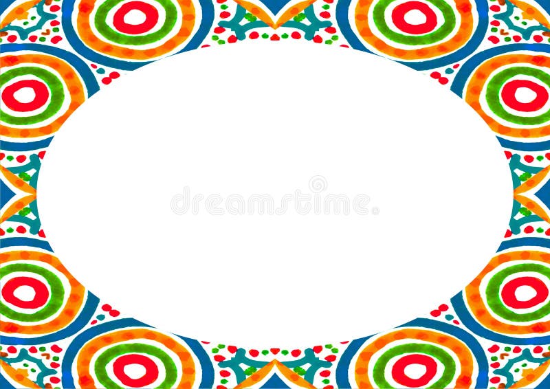 White Landscape Frame with Colorful Decorated Rounded Edges Stock ...