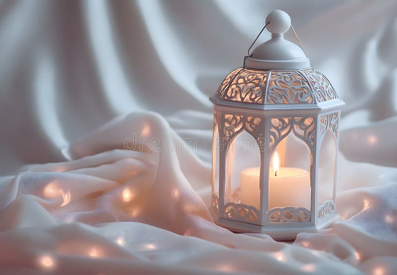 White Lantern with Intricate Patterns on Silk Fabric Stock Illustration ...