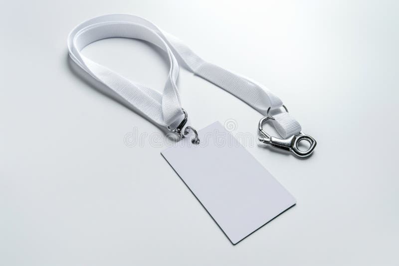White Lanyard with Blank Identity Card Stock Image - Image of workplace ...