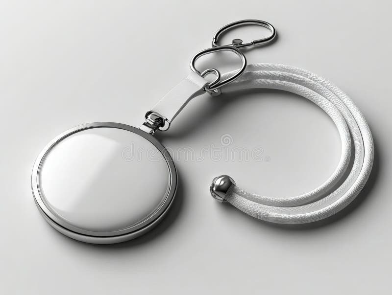 A White Lanyard with a Metal Ring Attached To it Stock Illustration ...