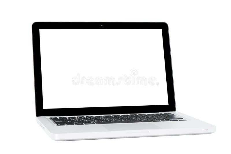 White Laptop with Blank Screen Isolated Editorial Photography - Image ...