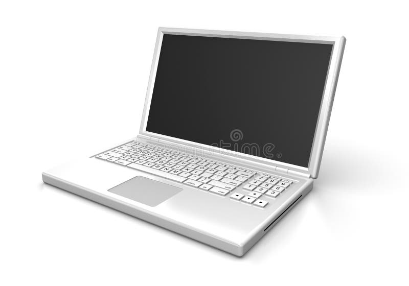 White laptop computer stock illustration. Illustration of trackpad ...