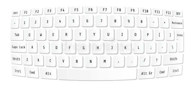 White Laptop Computer Wireless Keyboard Top View with Keys, Stock ...
