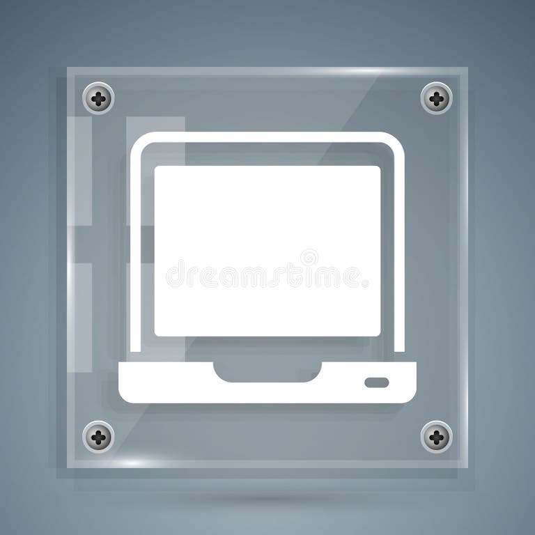 White Laptop Icon Isolated on Grey Background. Computer Notebook with ...
