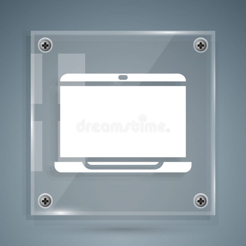 White Laptop Icon Isolated on Grey Background. Computer Notebook with ...