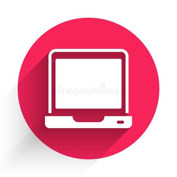 White Laptop Icon Isolated with Long Shadow Background. Computer ...