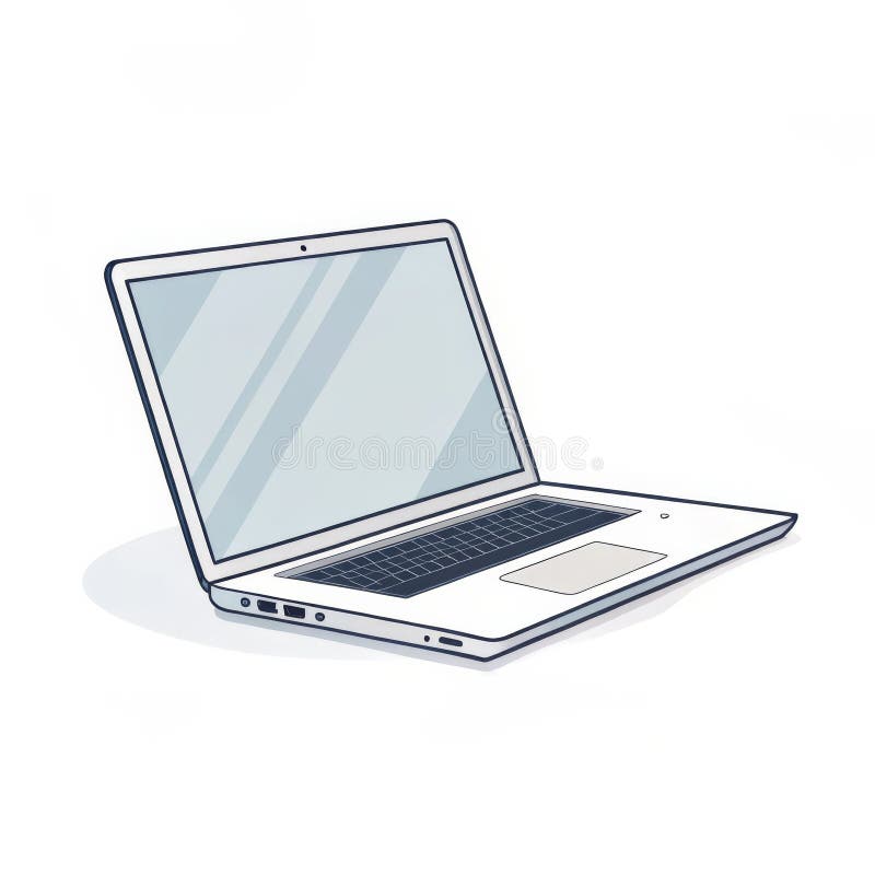 White Laptop Illustration Side View, Digital Art, Technology, Gadget ...