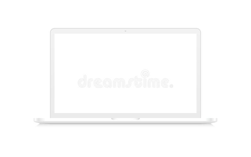 White Laptop Mockup with Blank Screen. Notebook with Clean Display on ...