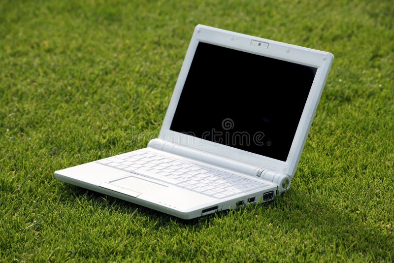 White laptop in nature stock photo. Image of small, solution - 6172476