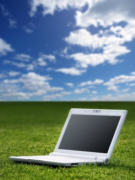 White laptop in nature stock image. Image of outdoors - 6226407