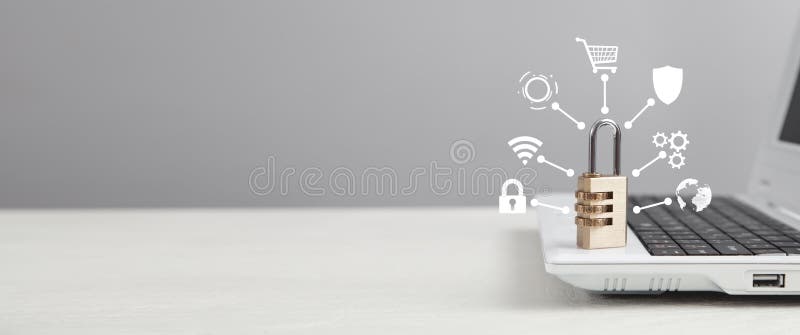 Laptop and padlock stock photo. Image of fraud, concept - 19019960
