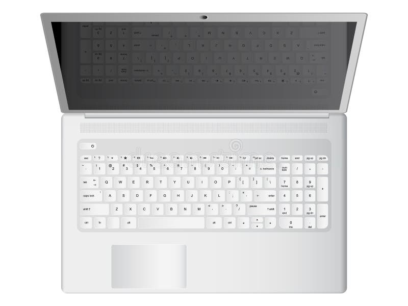 White Laptop Realistic Vector Illustration, Top View Stock Vector ...
